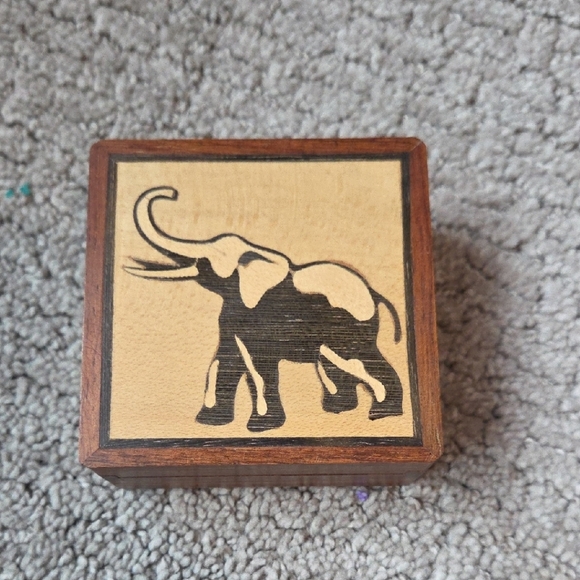 Accents | Wooden Box With Elephant Design | Poshmark